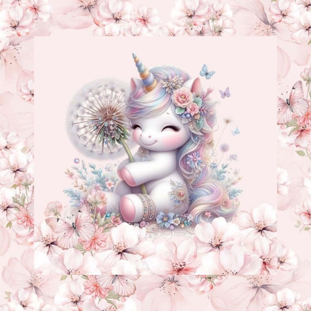 Fabric Panels Sweat French Terry Summer Sweat Unicorn Dandelion Cherry ...