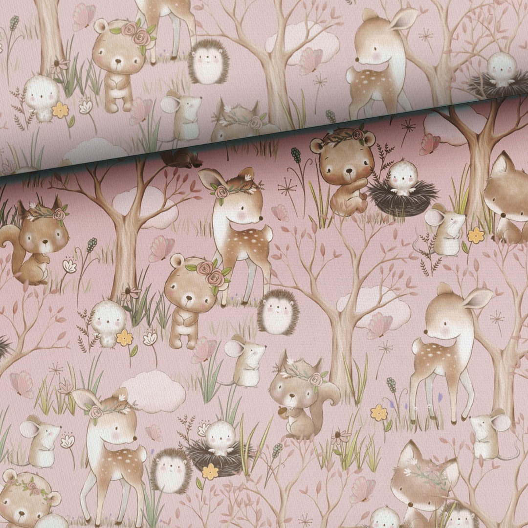 Pre-order Fabric Cotton Sold by the Meter Patchwork Sweet Forest ...