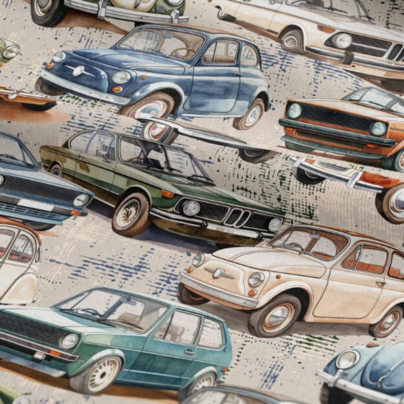 Pre-order! Cotton Fabric Car Vintage Retro Vehicles From 50 Cm - Etsy