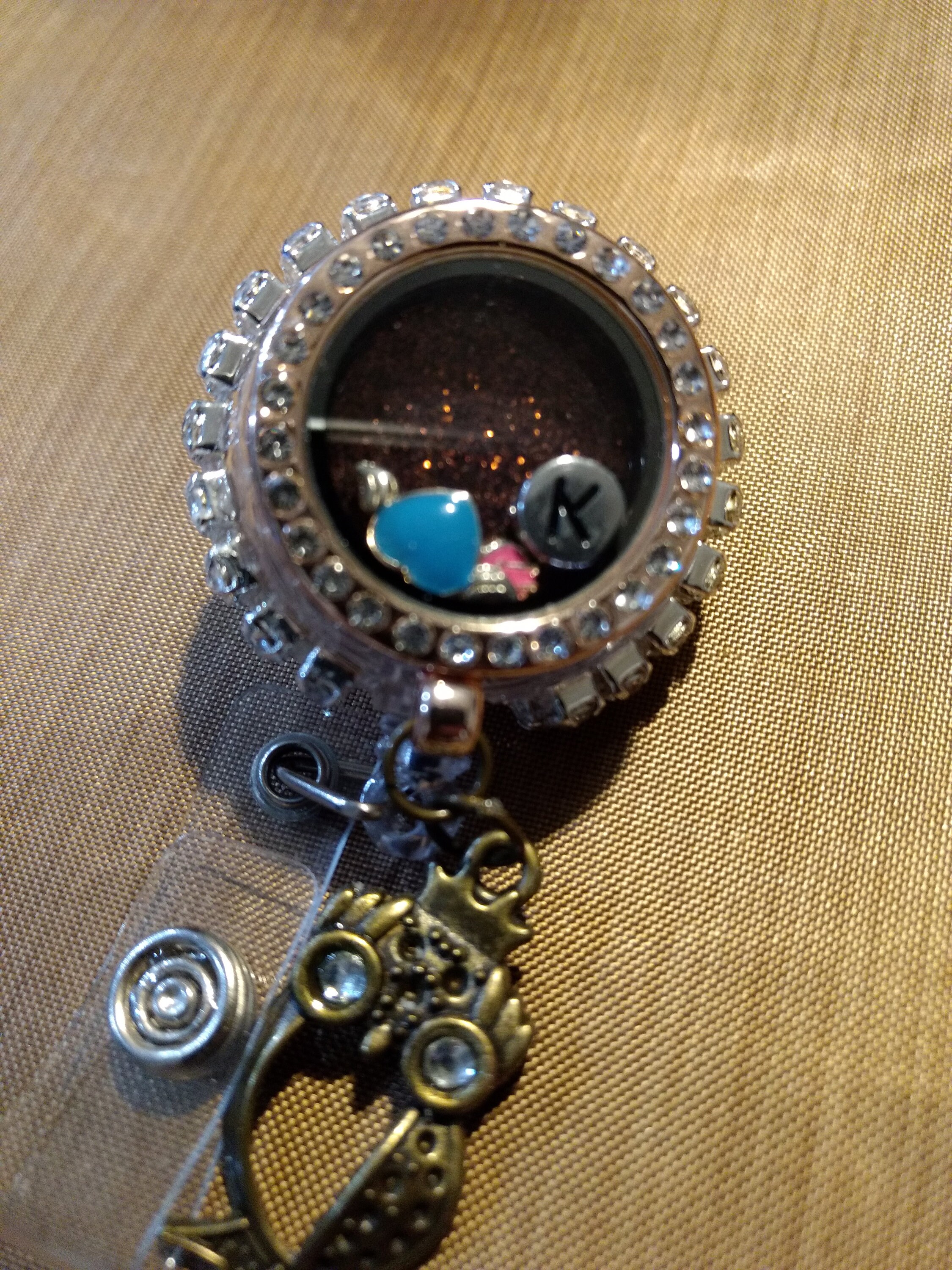 Pandora Style Floating Badge Rose With Bronze Name Badge / Lanyard ...