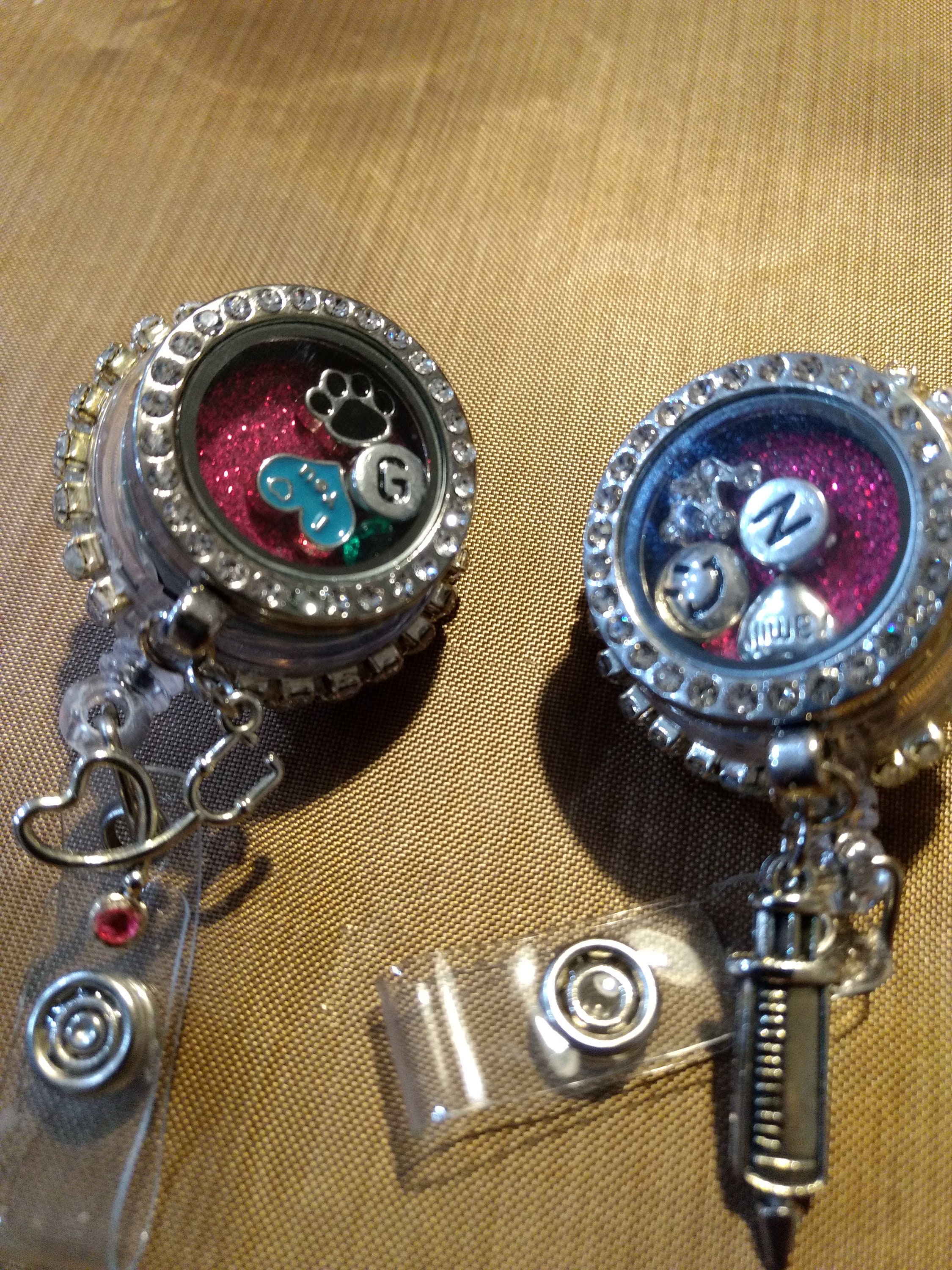 Pandora Style Floating Badge Silver With Pink Name Badge / | Etsy