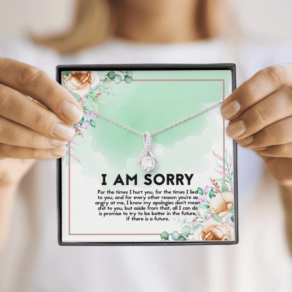 Apology Gift For Her I am Sorry Necklace Gift Sorry Card Gift | Etsy