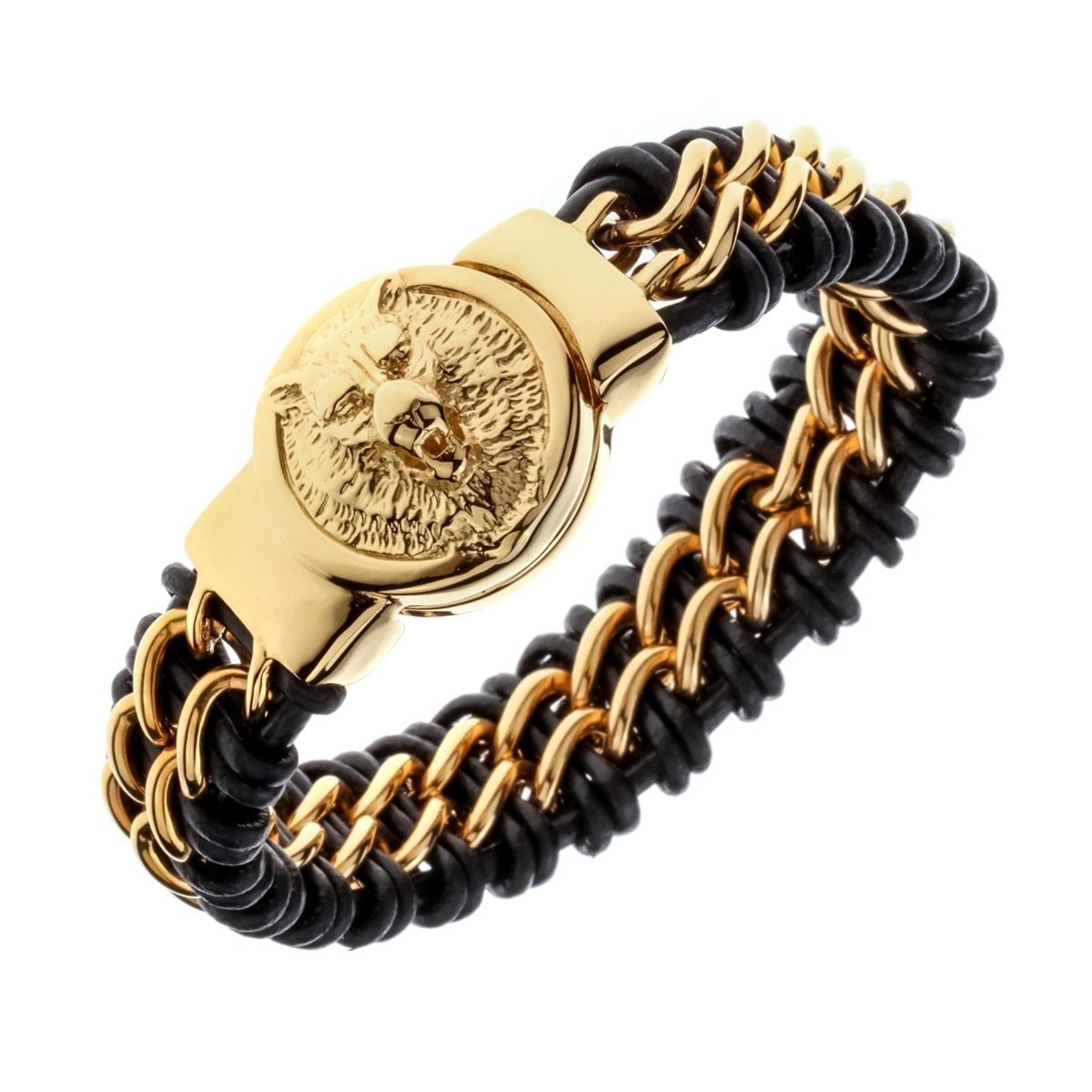 Mens Lion Gold Bracelet Personalized Gift Idea Mens Stainless - Etsy