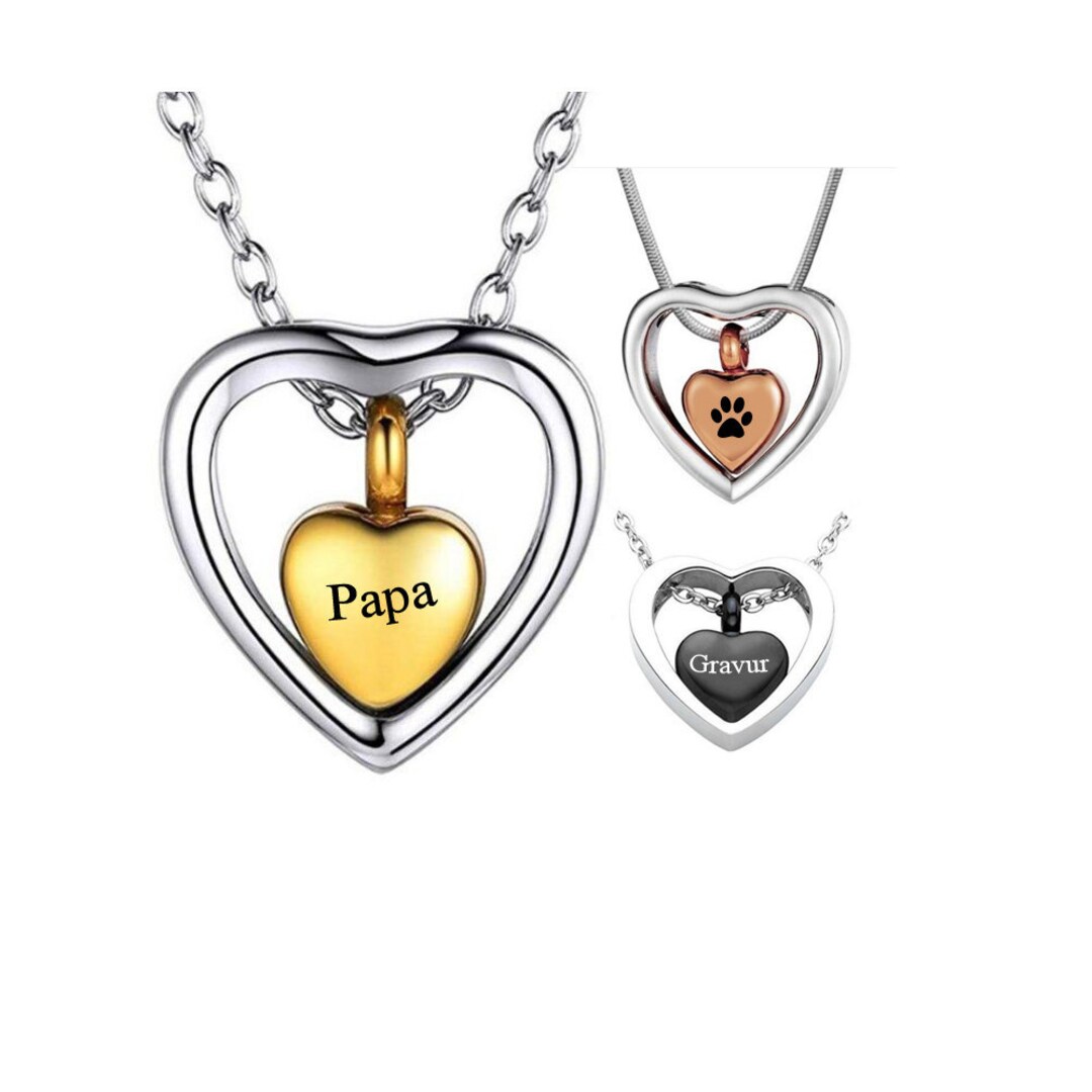 Ash Jewelry Engraving Heart Pendant Fill Ash Heart Chain Memorial Dad ...
