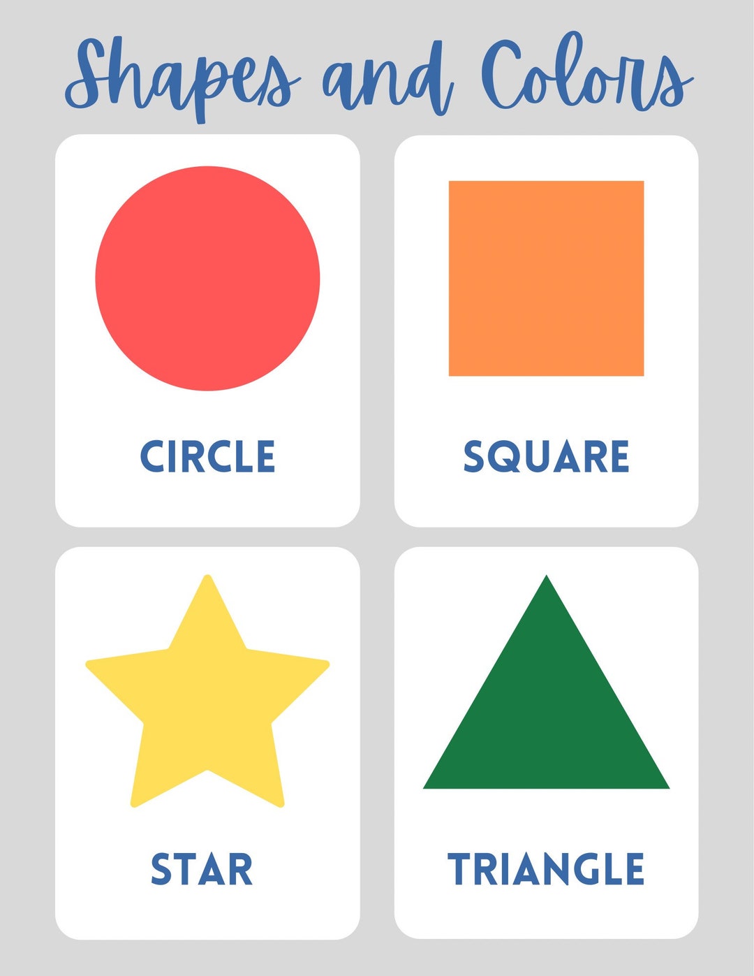 Shapes and Colors PDF Printable - Etsy