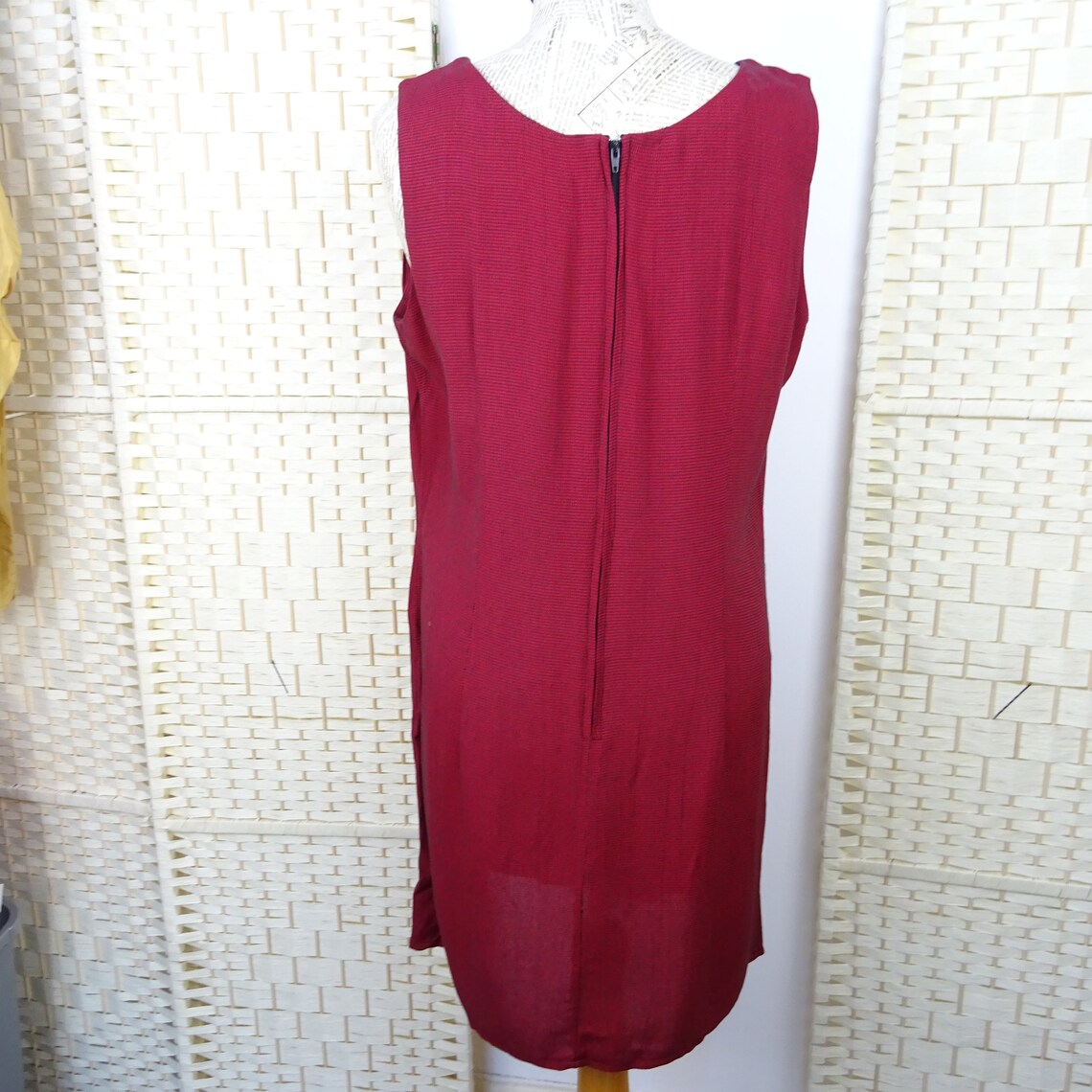 Vintage red dogstooth shift robe acétate rayon demure tea sun - Etsy France