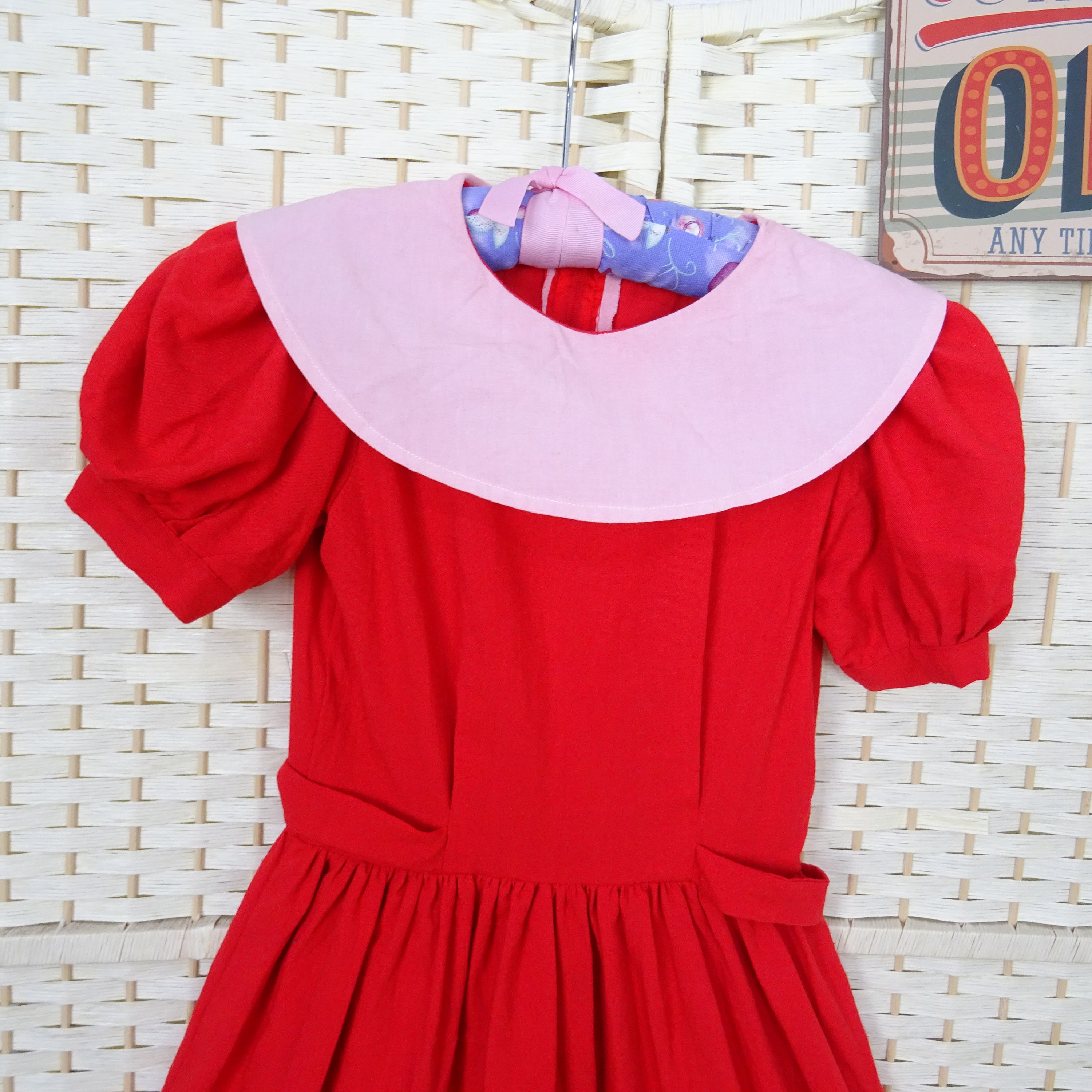 Vintage girls party dress costume retro red cute old fashioned - Etsy 日本