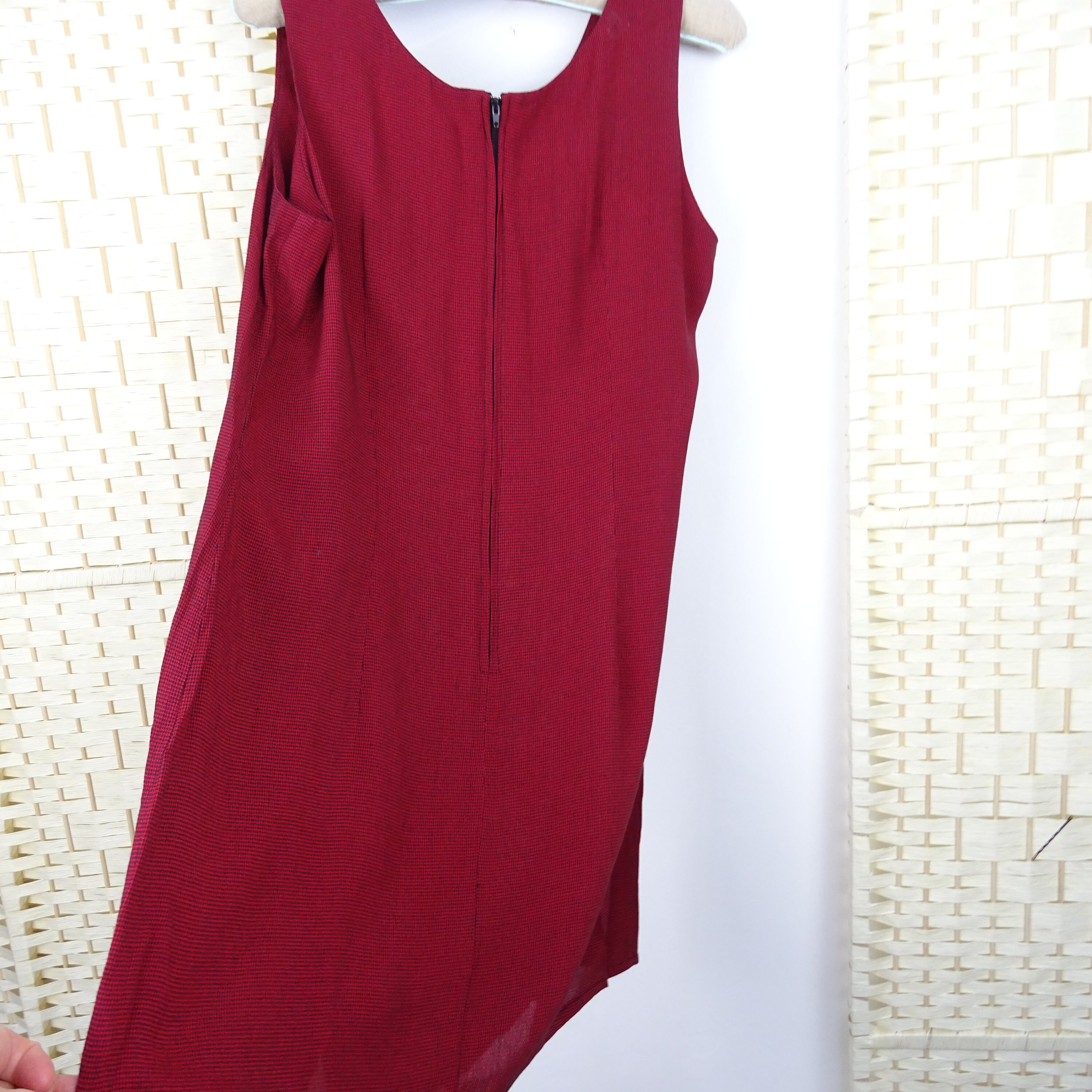 Vintage red dogstooth shift robe acétate rayon demure tea sun - Etsy France