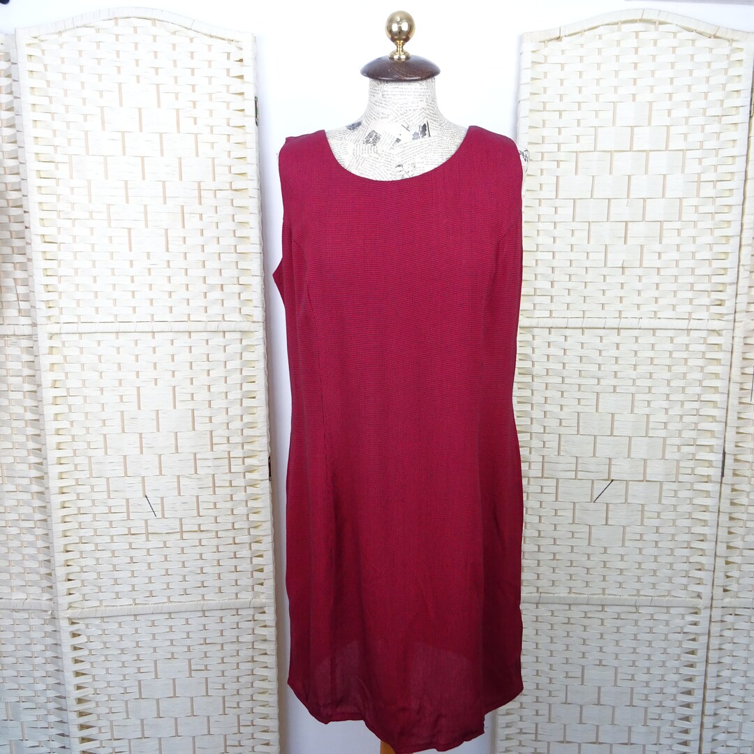 Vintage red dogstooth shift robe acétate rayon demure tea sun - Etsy France