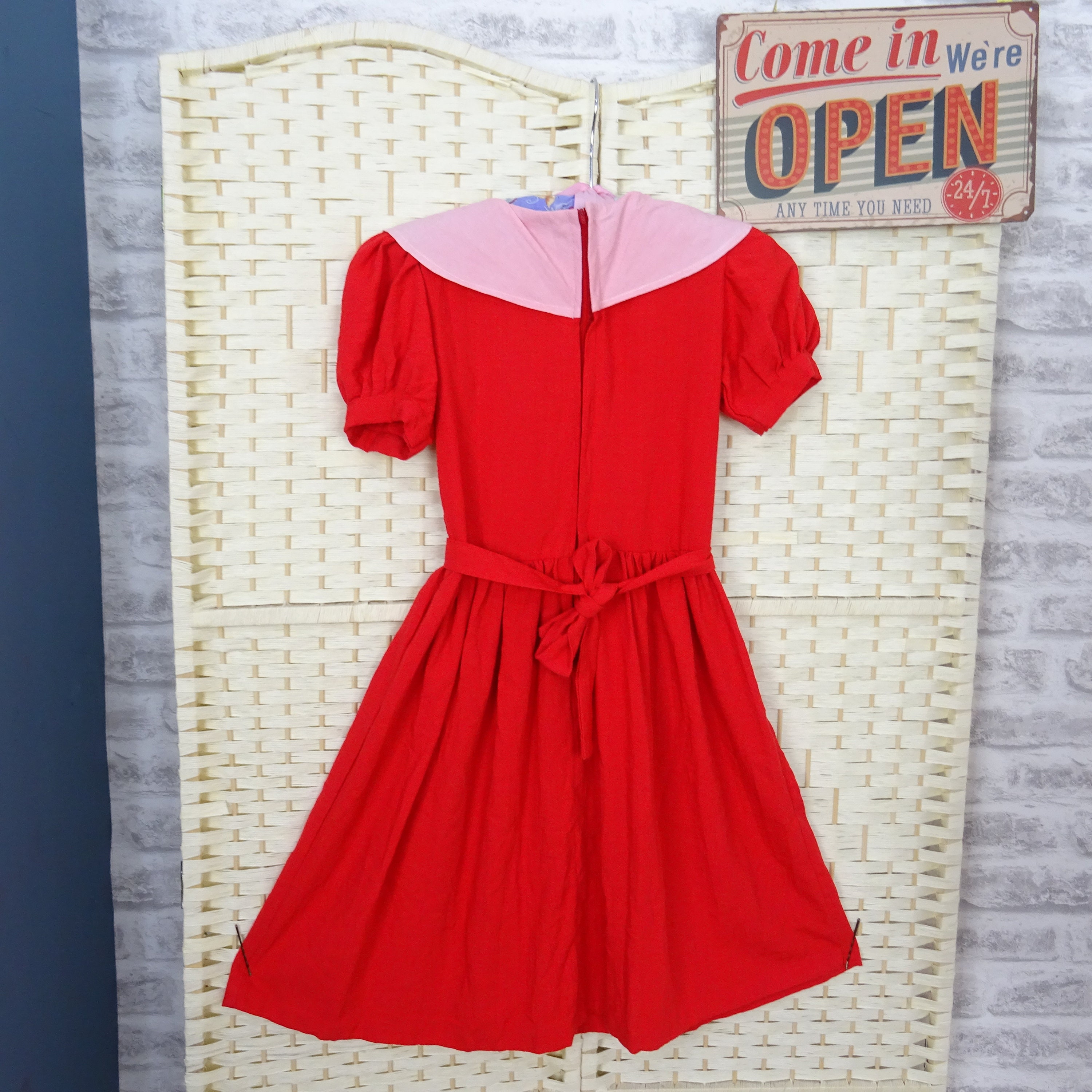 Vintage girls party dress costume retro red cute old fashioned - Etsy 日本