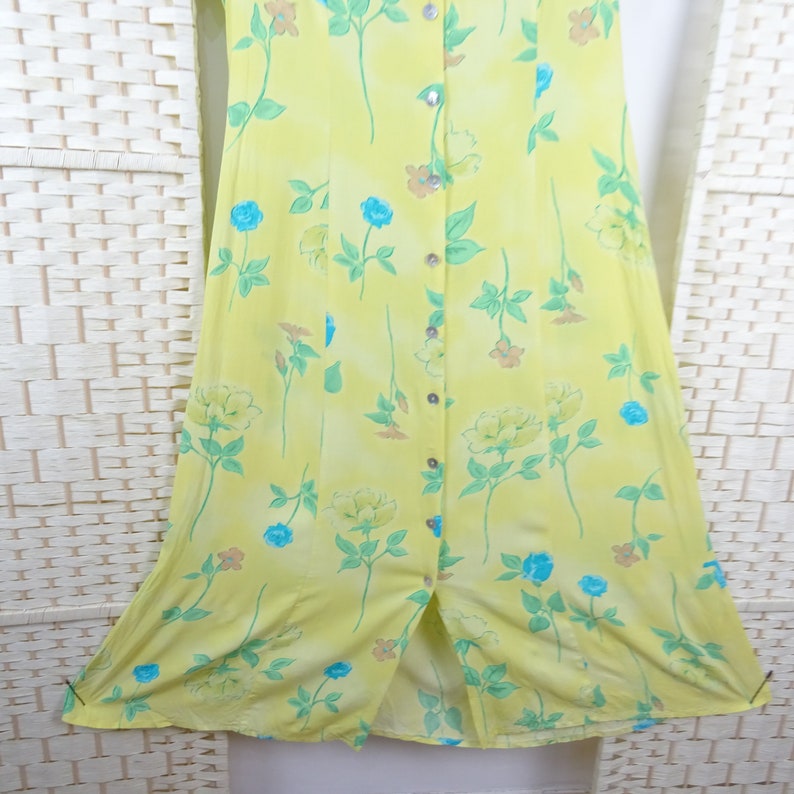 Vintage C&A 90s Floral Yellow Viscose Dress Repaired Size M/L E80 - Etsy