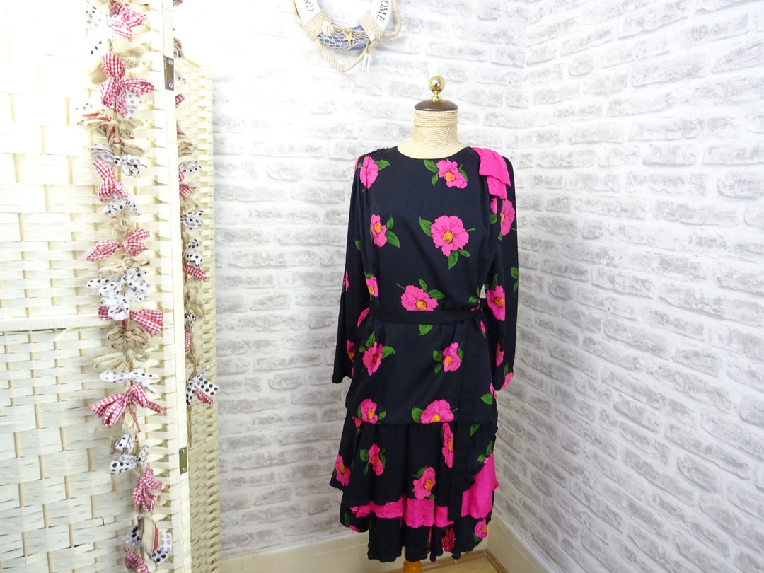 Vintage Silk 80s Gypsy Ruffled Tiered Dress Flirty Style Hen Party ...