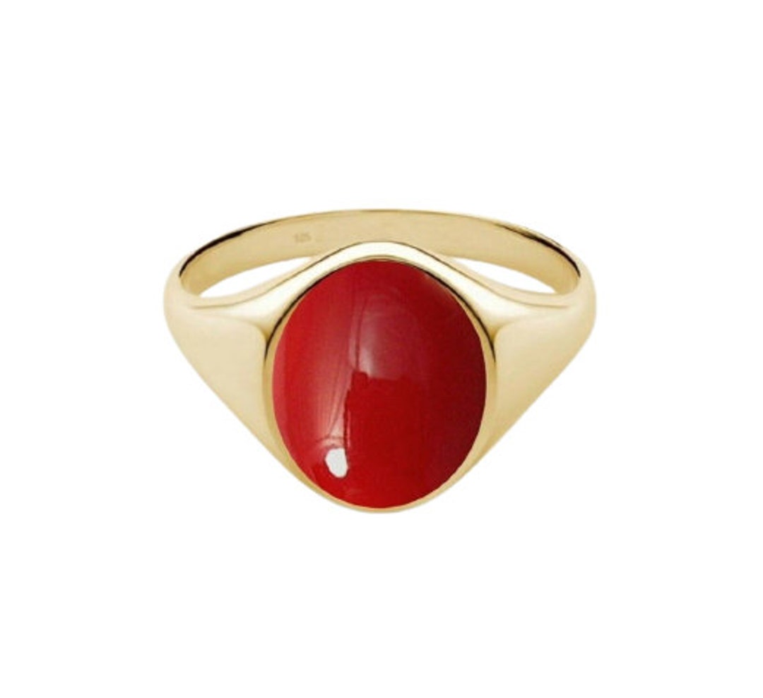 Natural Certified Red Coral/moonga Gemstone Unisex Ring in Panchadhatu ...