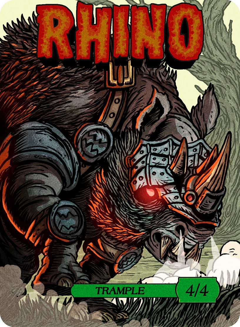 Rhino 4/4 Trample Full Art Token by Darkside Tokens Magic - Etsy