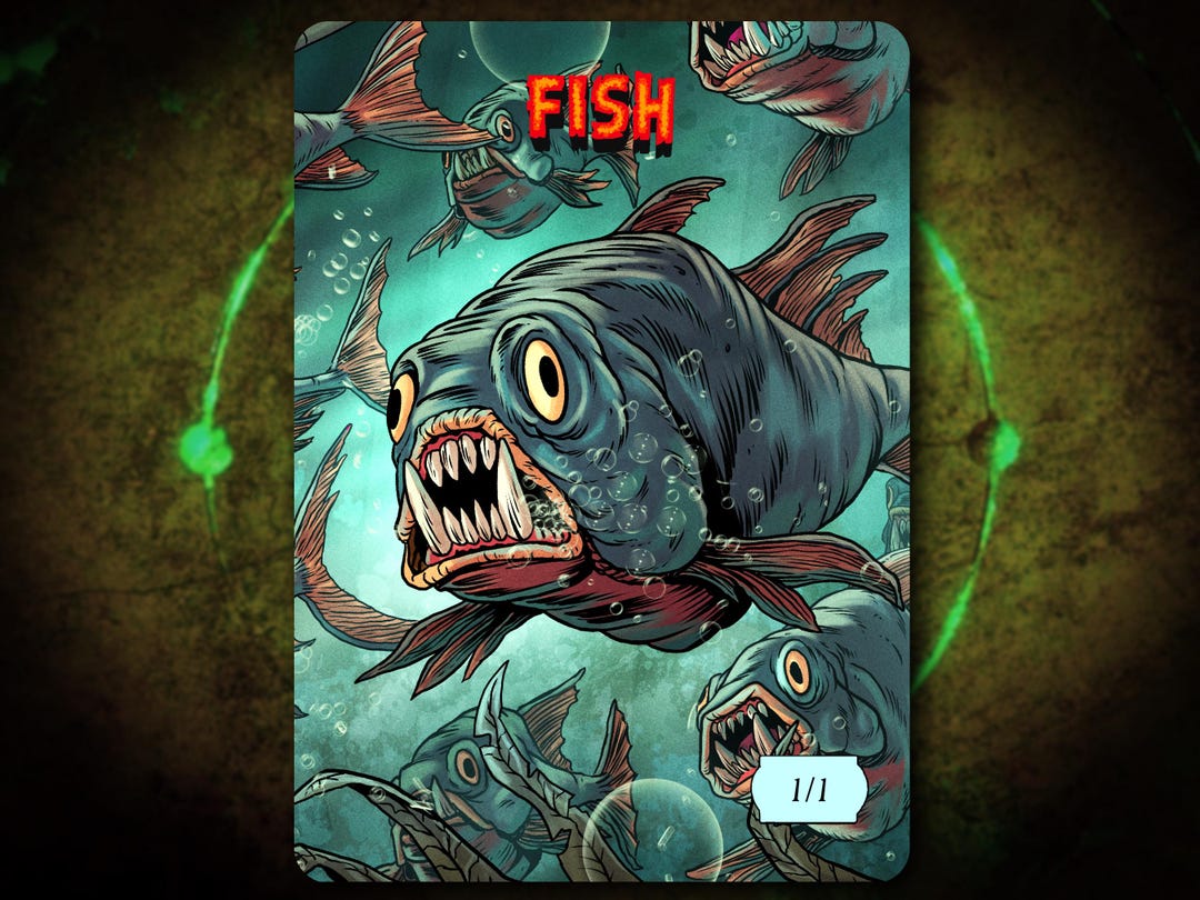 Fish 1/1 Full Art Token [by Darkside Tokens] Magic the Gathering MTG ...