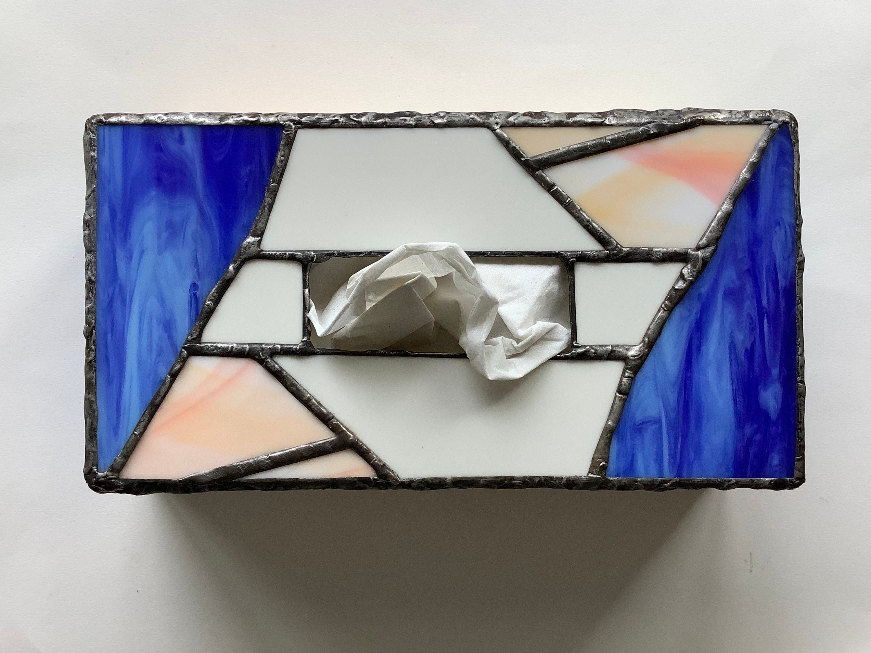 Stained Glass Tiffany Style Art Deco Tissue Box Cover Blue | Etsy