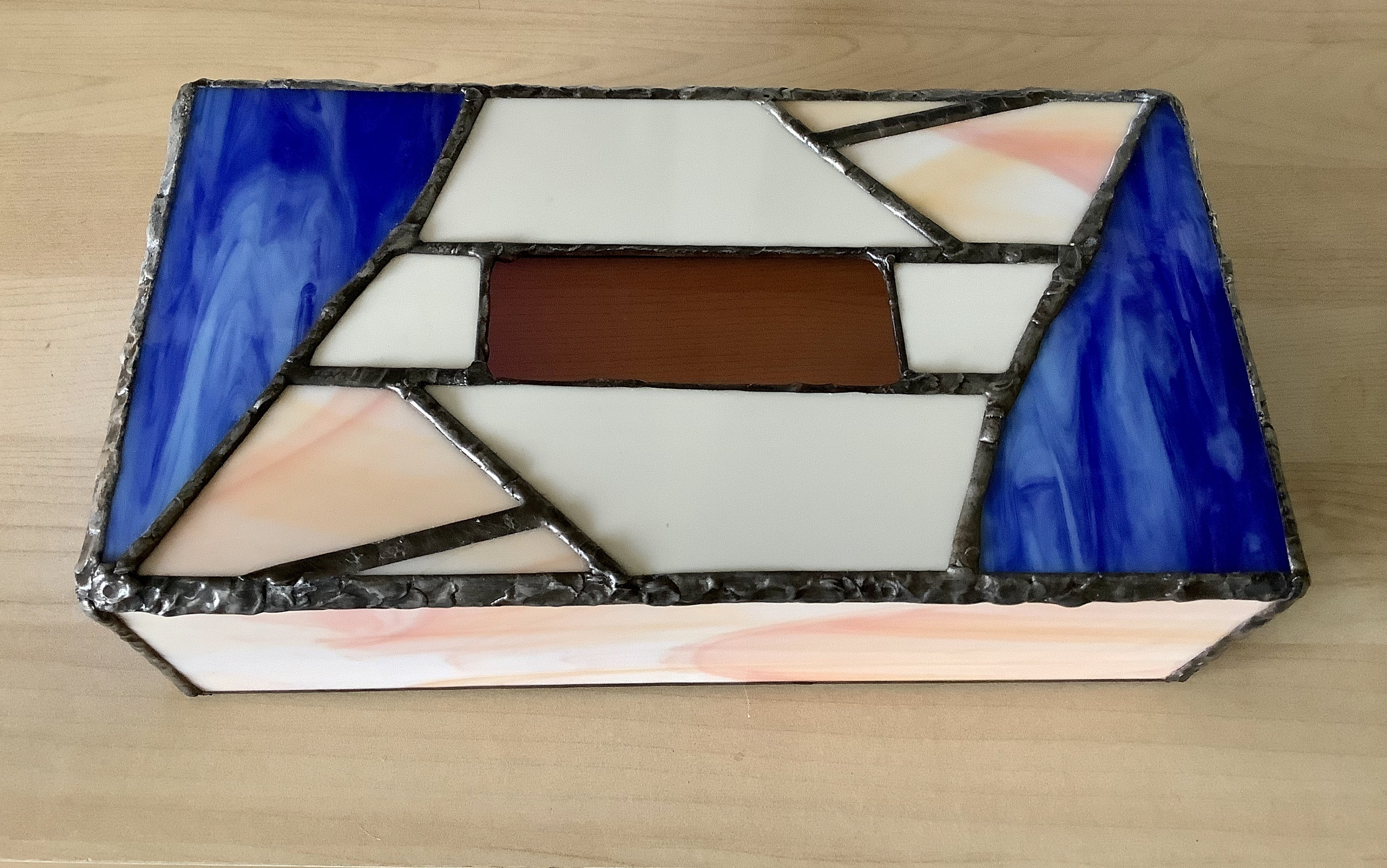 Stained Glass Tiffany Style Art Deco Tissue Box Cover Blue | Etsy
