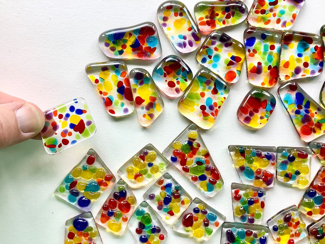 X7 or X14 Rainbow Nuggets in a Bag. A Jumble of Colours Within Glass ...
