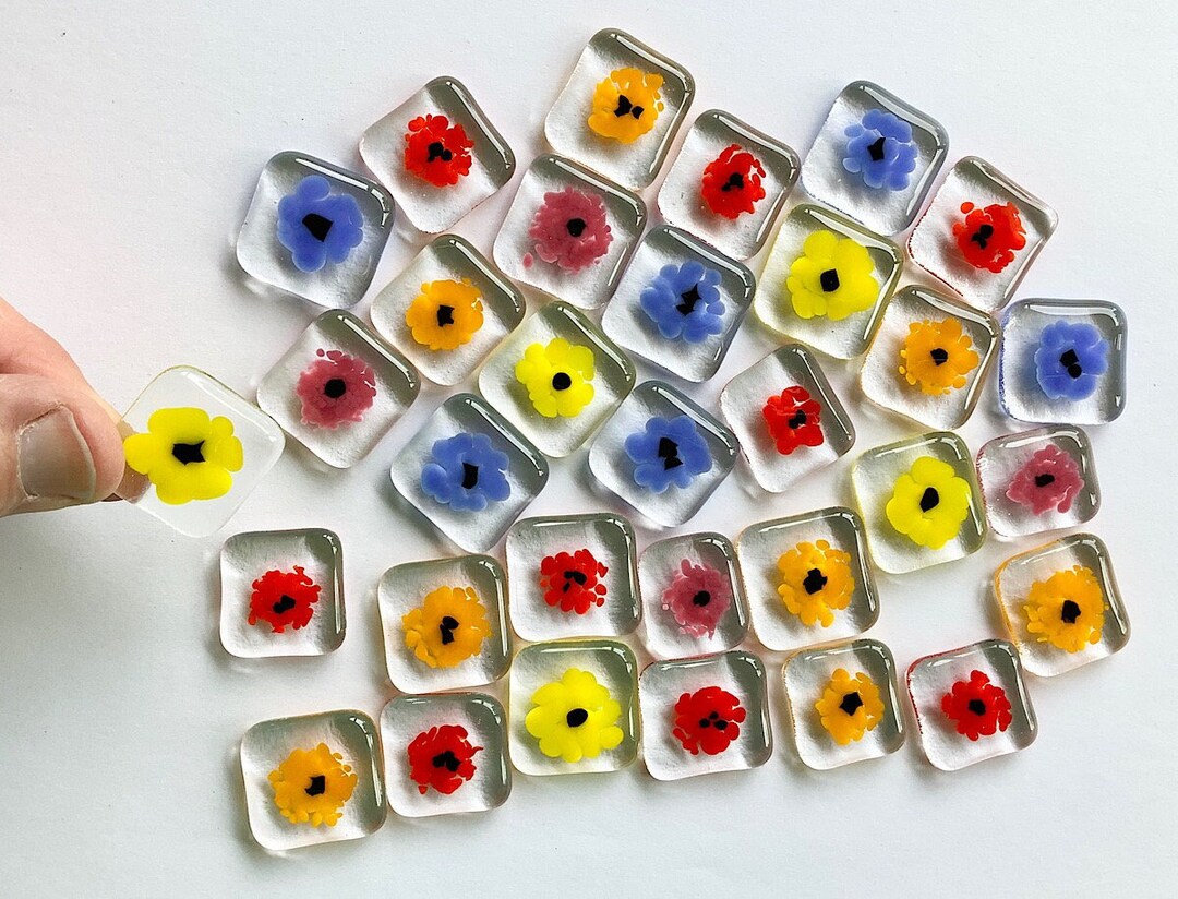 Glass Flower Nuggets. X5 or X10 in a Bag. You Can Mix/match the Colours ...