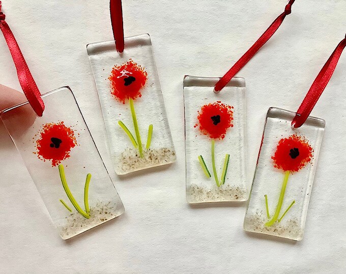 Poppy Suncatcher Panel. Hang Against a Window, on a Bag. Lovely Small ...