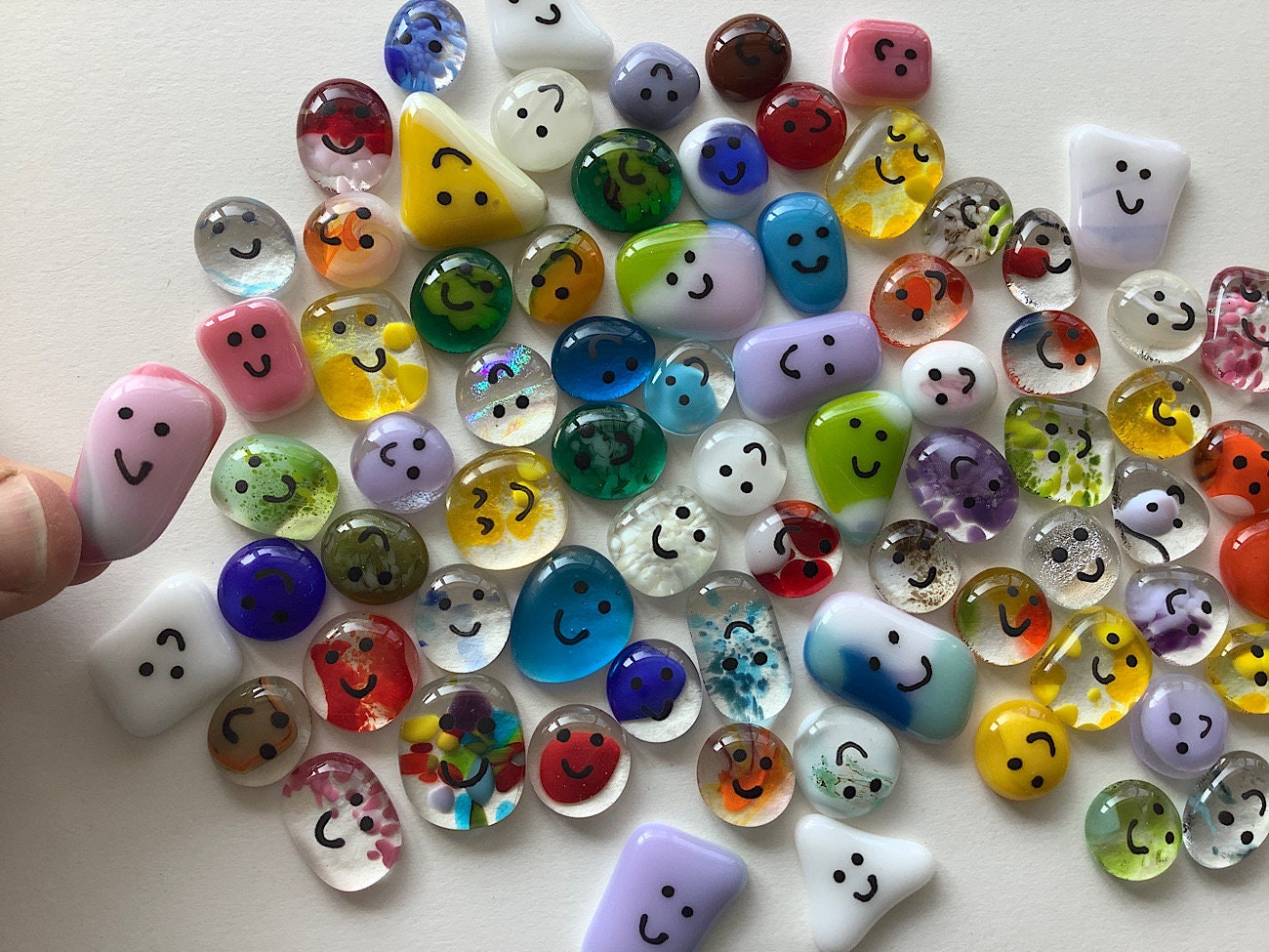 X10 Cute Fused Glass Faces. Comfort Charms Little Friends | Etsy UK