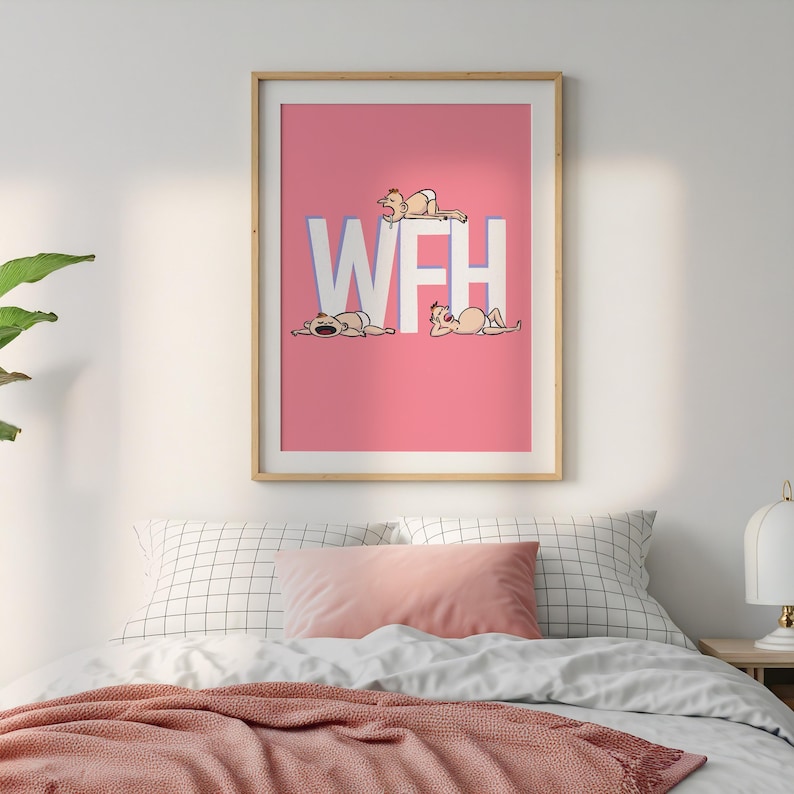 Funny WFH Sleeping Character Art Prints, Home Office Decor (digital ...