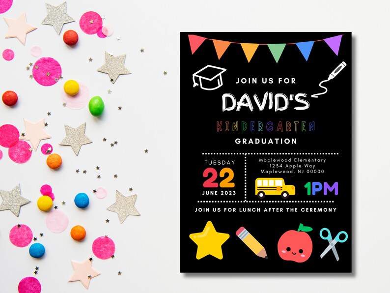EDITABLE Graduation Invitation Kids Graduation Invite Preschool ...