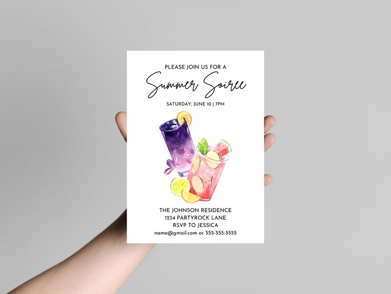 EDITABLE Summer Soiree Invitation Digital Download- Elegant Summer ...