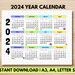 2024 Doodle Theme Year Calendar Printable * Year at a Glance* Digital ...