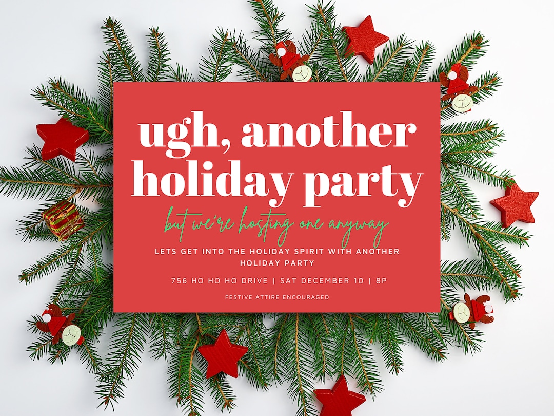 EDITABLE Holiday Party Invitation, Christmas Party, Funny Holiday Invite, Modern, Office Party ...