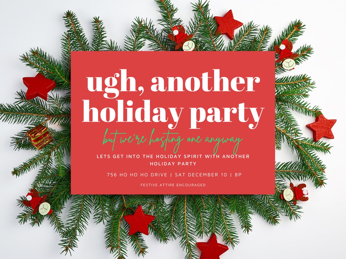 EDITABLE Holiday Party Invitation, Christmas Party, Funny Holiday ...
