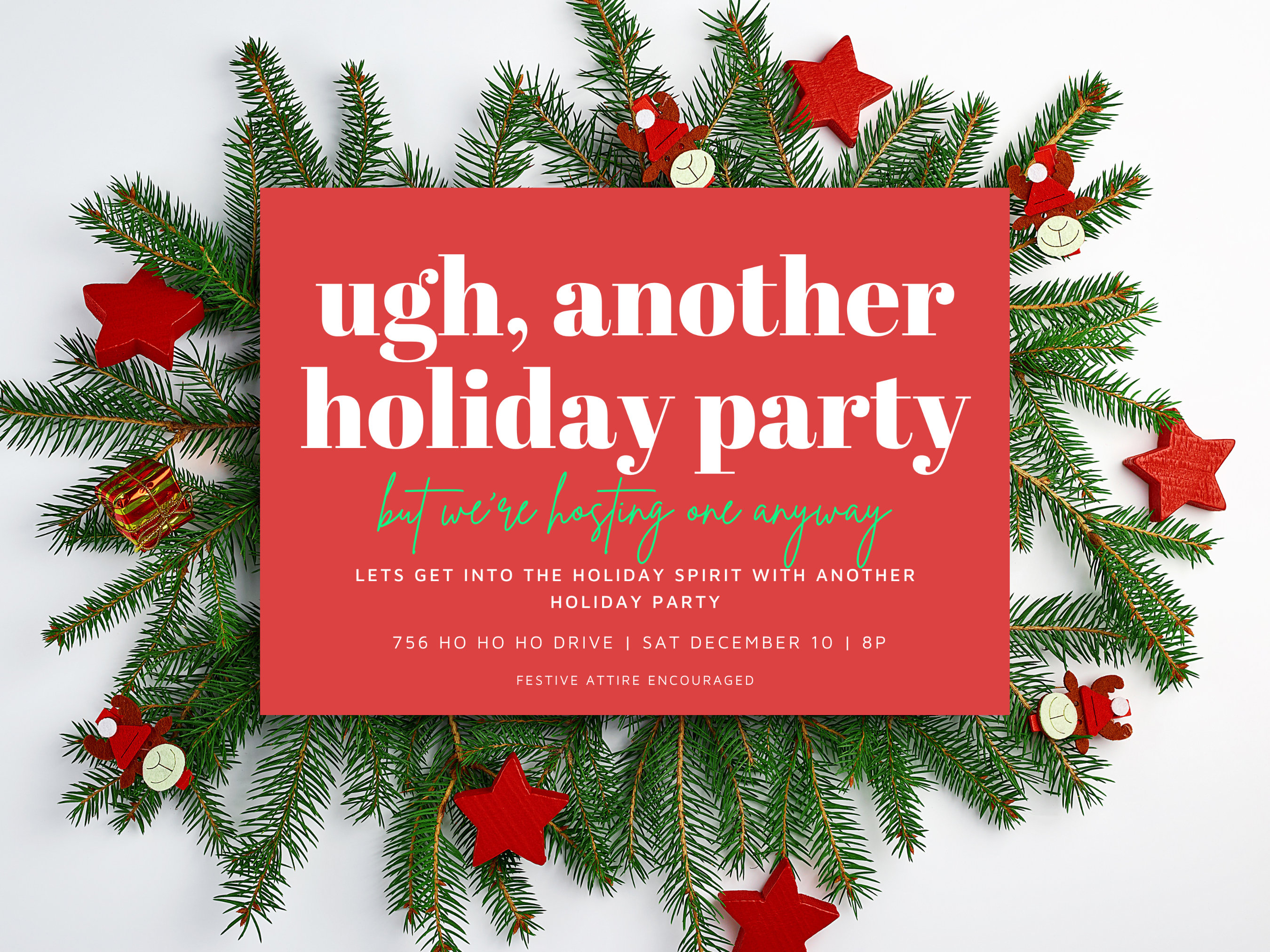 EDITABLE Holiday Party Invitation, Christmas Party, Funny Holiday ...