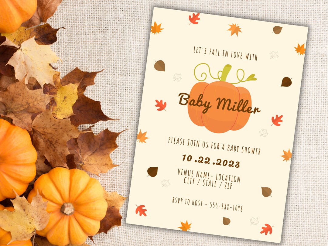 EDITABLE Fall Baby Shower Invitation, Autumn Theme Baby Shower Invite ...