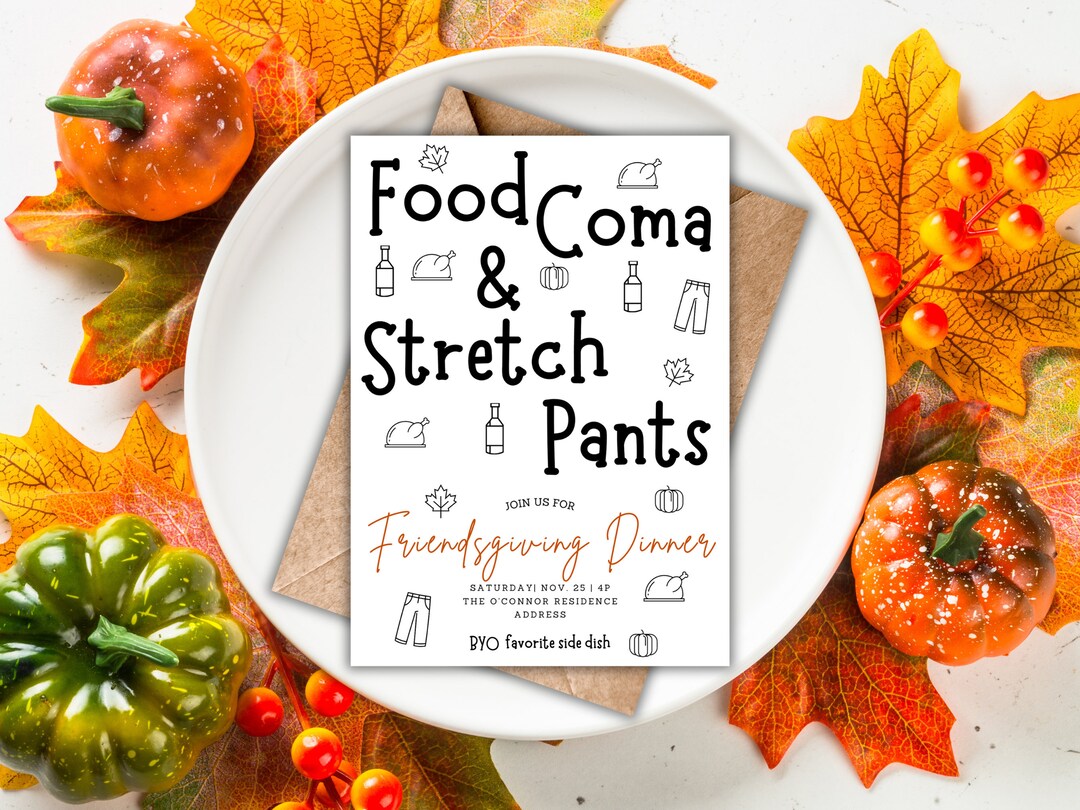 EDITABLE Friendsgiving Dinner Party Invitation, Funny Thanksgiving ...