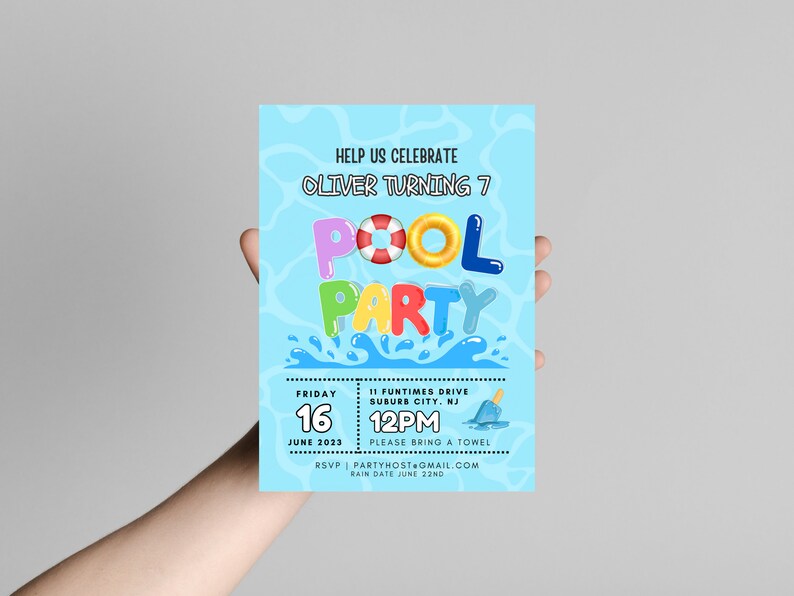 EDITABLE Pool Party Birthday Invitation Digital Download- Kid's Party ...