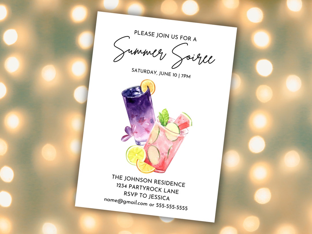 EDITABLE Summer Soiree Invitation Digital Download- Elegant Summer ...