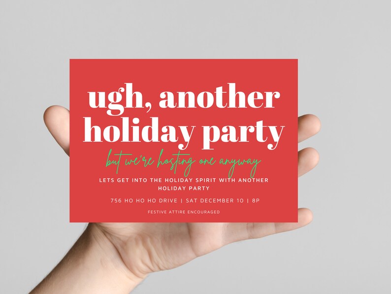 EDITABLE Holiday Party Invitation, Christmas Party, Funny Holiday ...