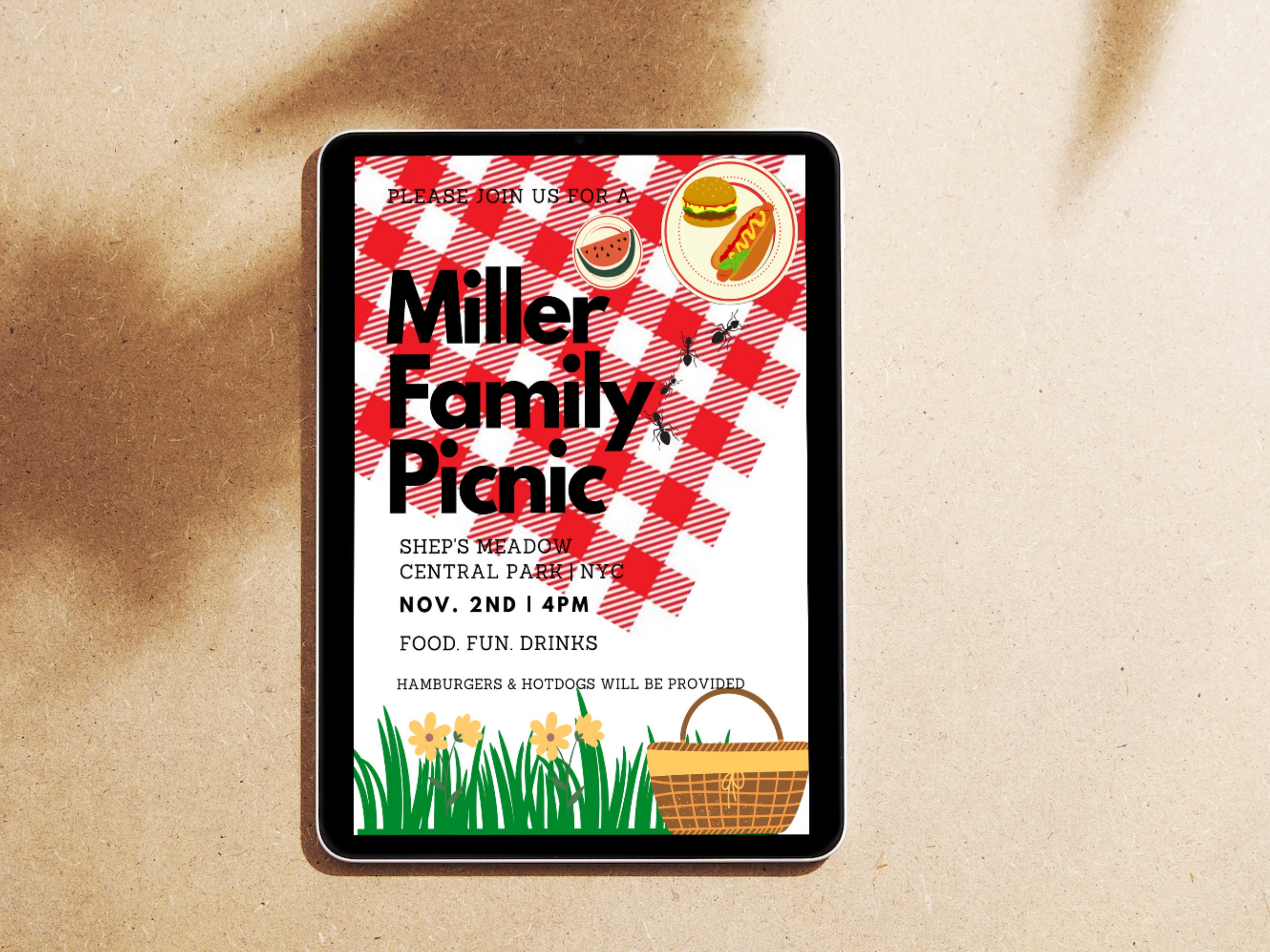 EDITABLE Picnic Invitation- End of Year, Summer Picnic Invite, Family ...