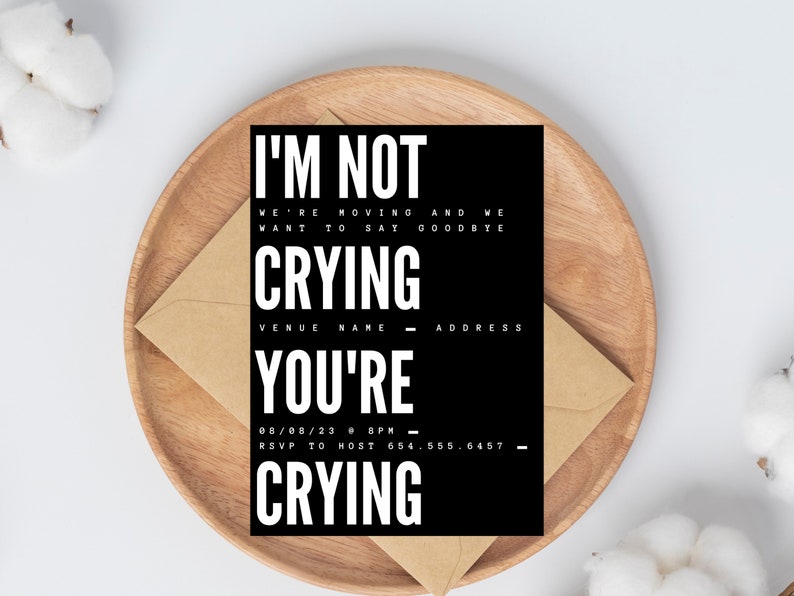 EDITABLE Farewell Party Digital Invitation, We're Moving, Funny Goodbye ...