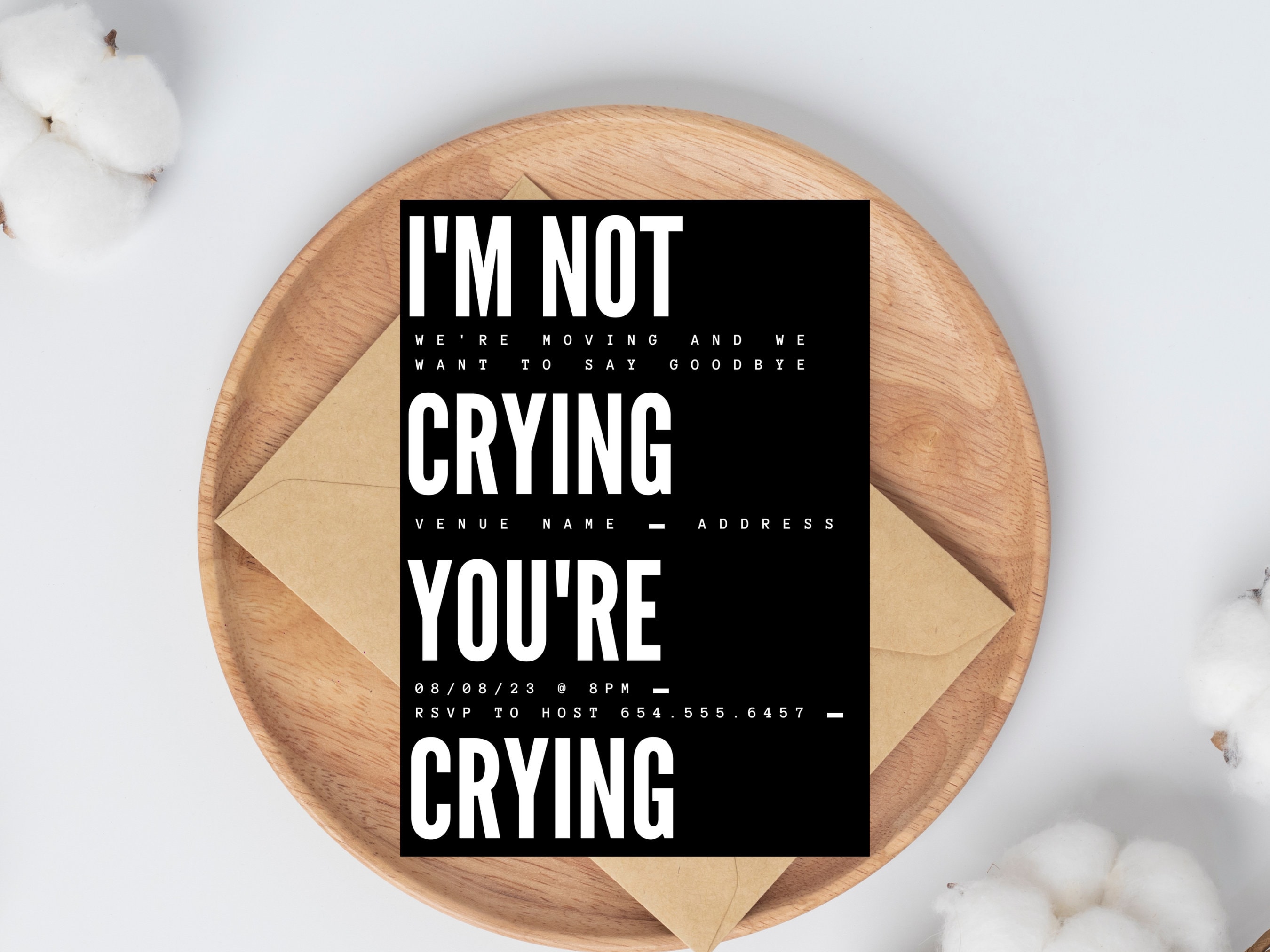 EDITABLE Farewell Party Digital Invitation, We're Moving, Funny Goodbye Party Invite, Modern ...