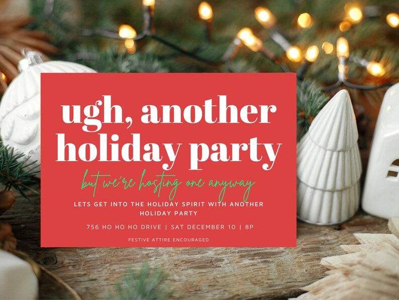 EDITABLE Holiday Party Invitation, Christmas Party, Funny Holiday ...