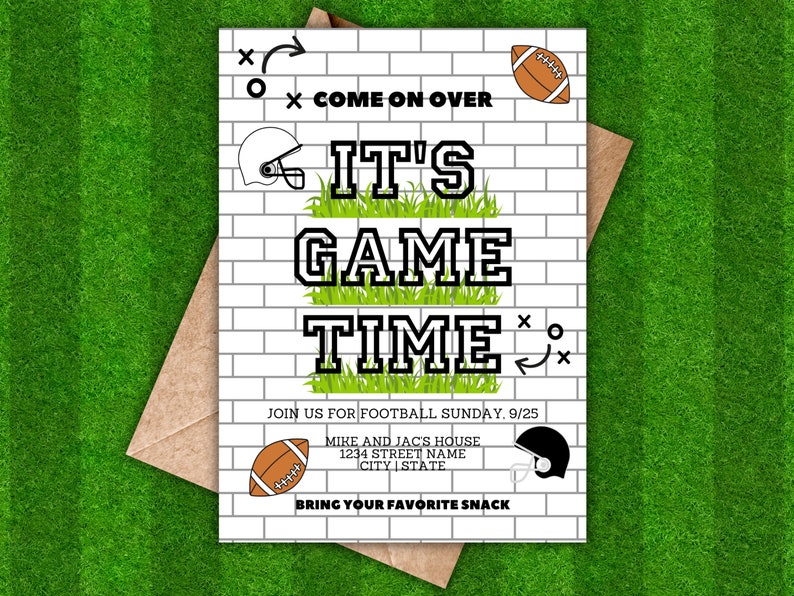 EDITABLE It's Game Time Party Invitation Digital Download- Football ...