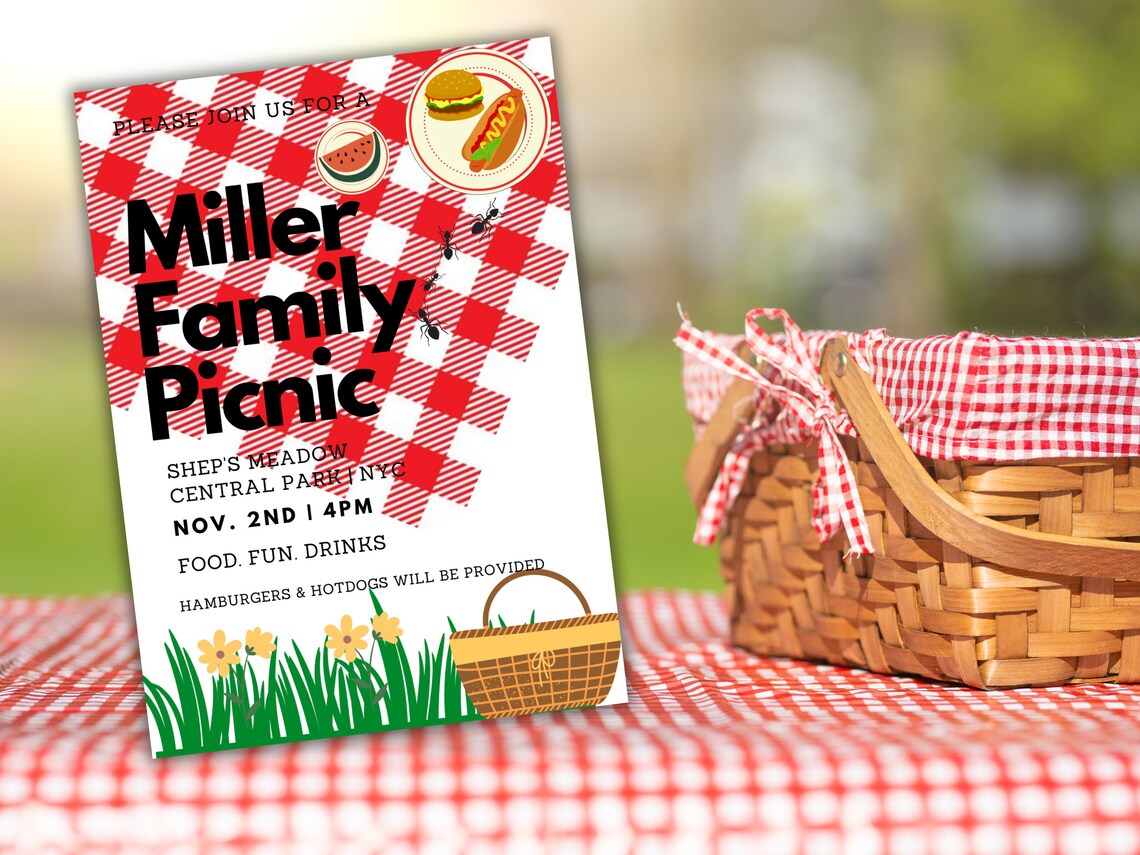 EDITABLE Picnic Invitation- End of Year, Summer Picnic Invite, Family ...