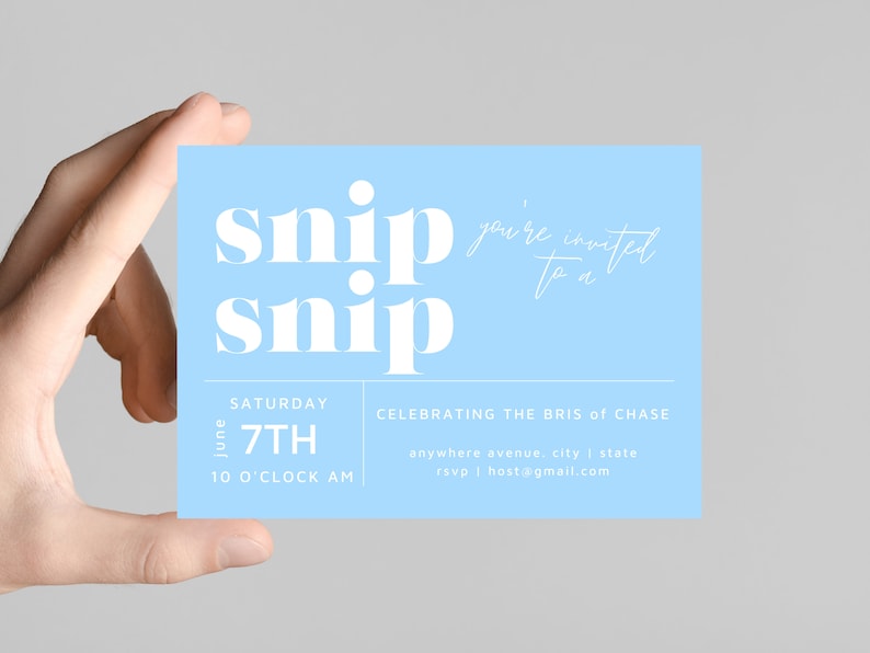 EDITABLE Baby Boy Bris Invitation Digital Download- Modern Simple Blue ...
