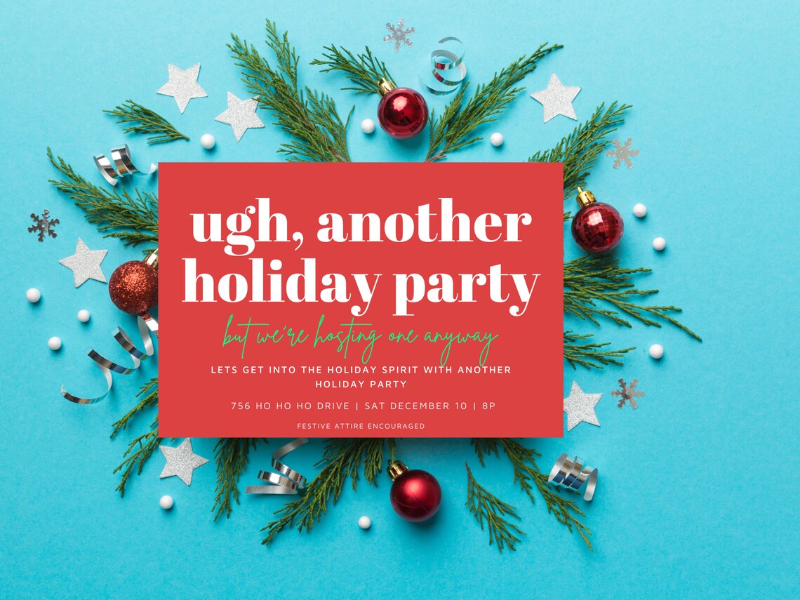 EDITABLE Holiday Party Invitation, Christmas Party, Funny Holiday ...
