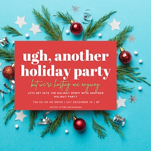 EDITABLE Holiday Party Invitation, Christmas Party, Funny Holiday ...