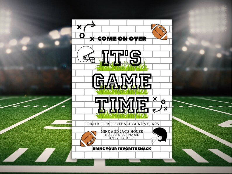 EDITABLE It's Game Time Party Invitation Digital Download- Football ...