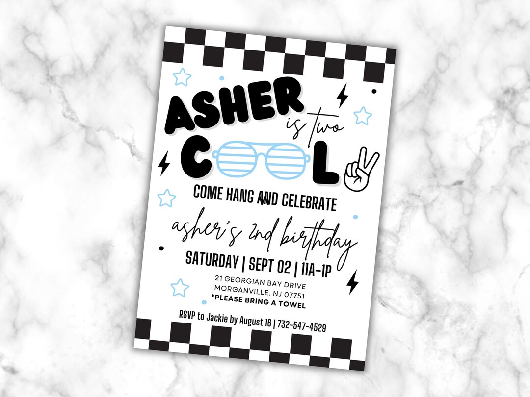 EDITABLE Two Cool Party Invitation- 2nd Birthday, Two Cool, Turning 2 ...