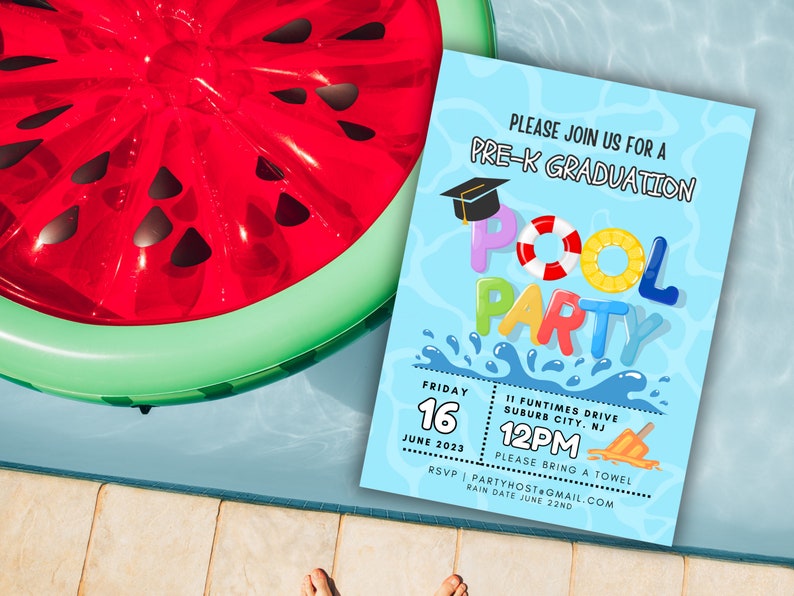 EDITABLE Graduation Pool Party Invitation Digital Download - Etsy