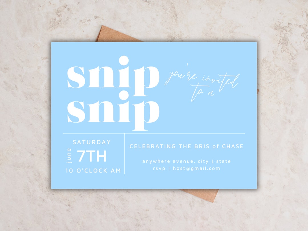 EDITABLE Baby Boy Bris Invitation Digital Download- Modern Simple Blue ...